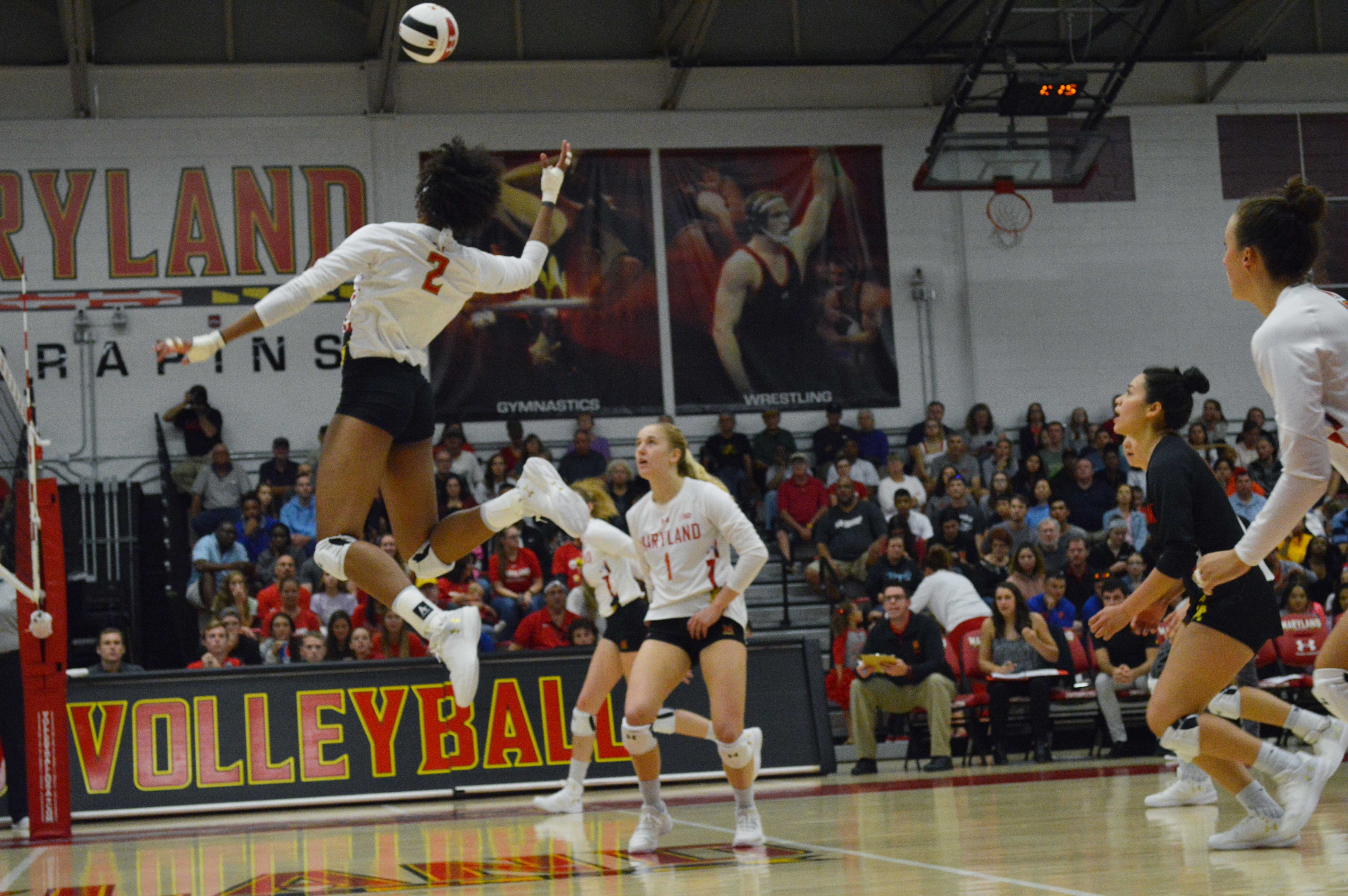 Maryland volleyball’s middles stepped up and powered a sweep over ...