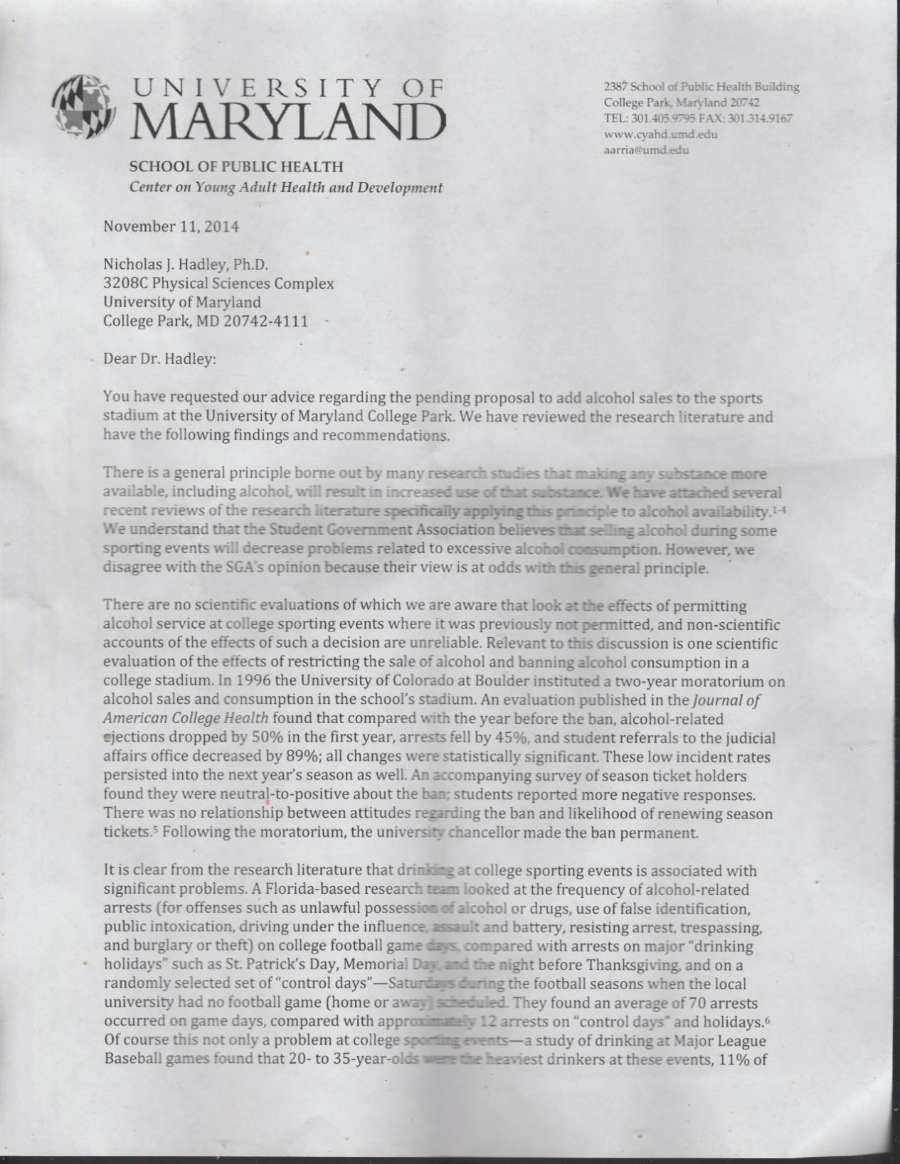 Senate Letter - The Diamondback