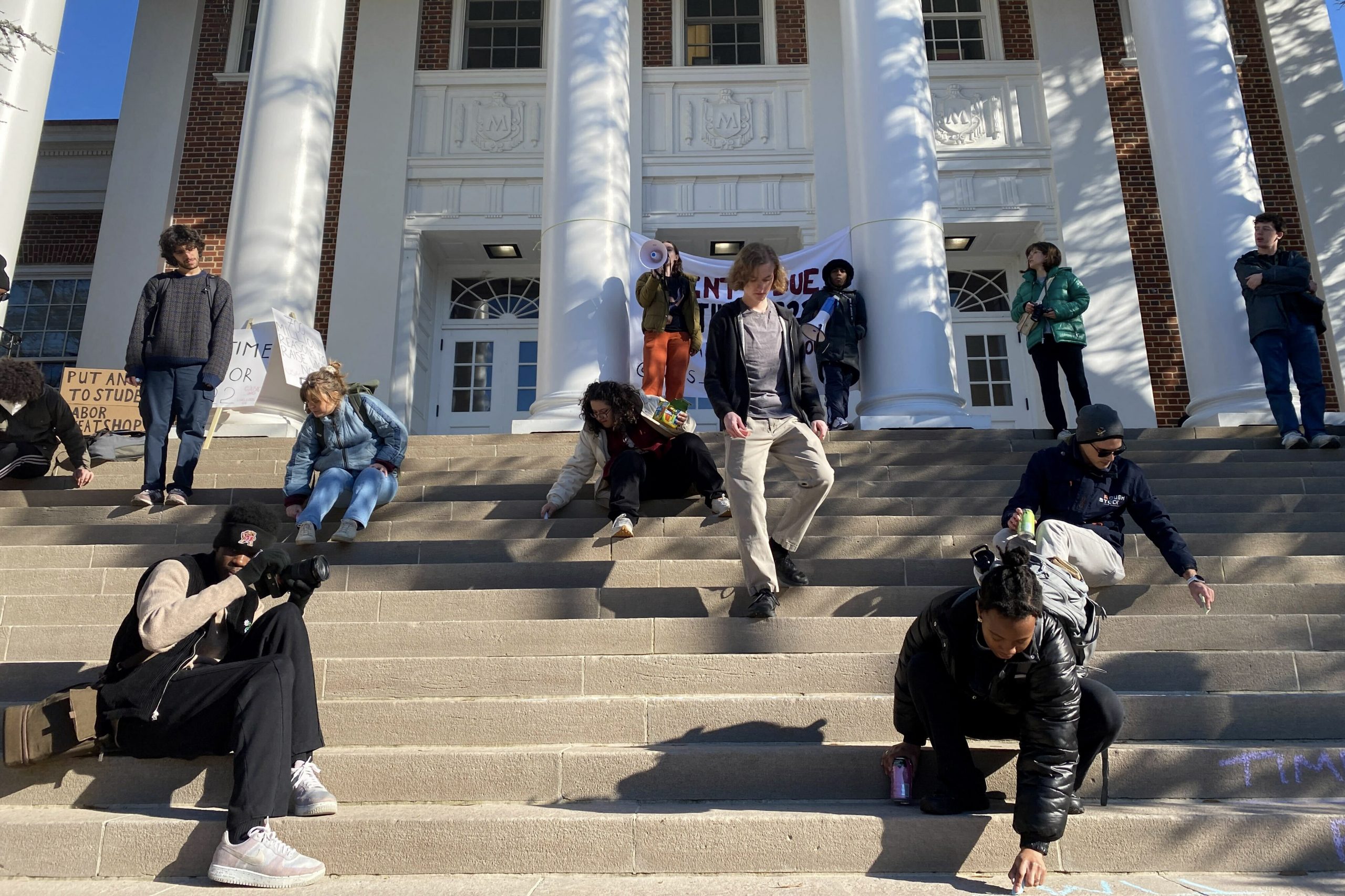UMD student workers’ groups rally for $22 an hour livable wage